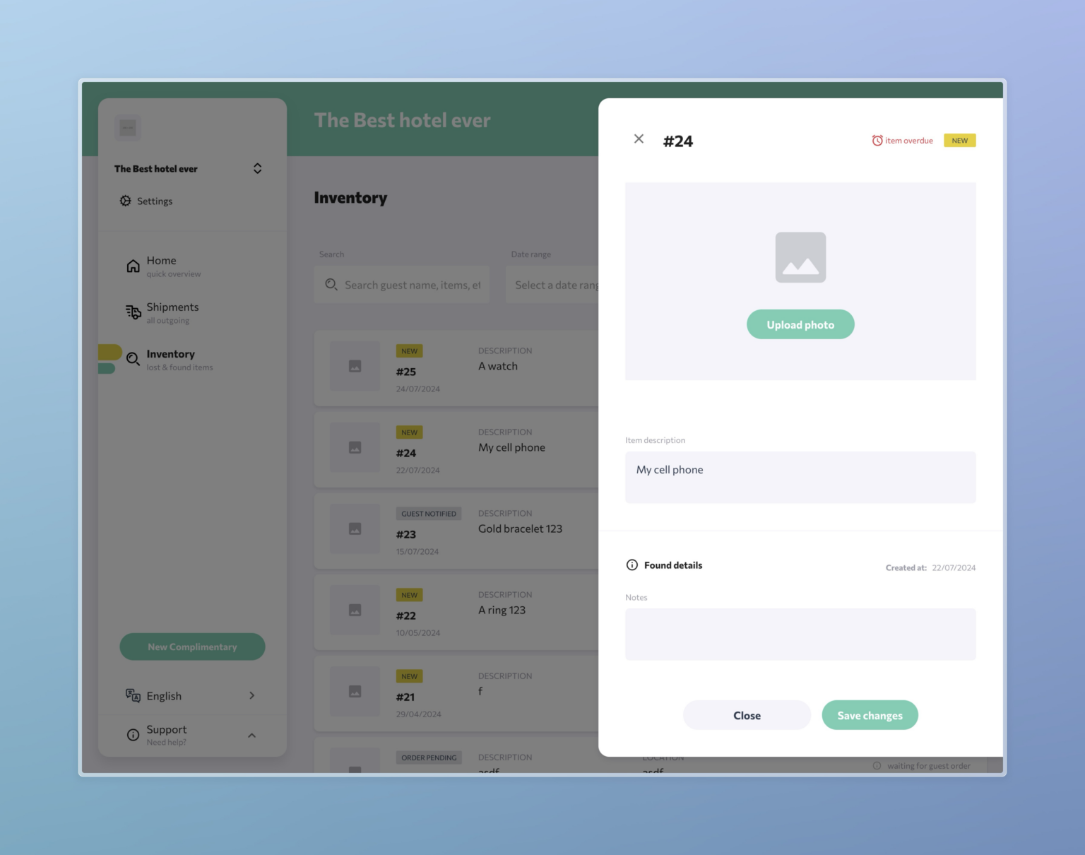 Optimizing Lost and Found Storage in Hotels