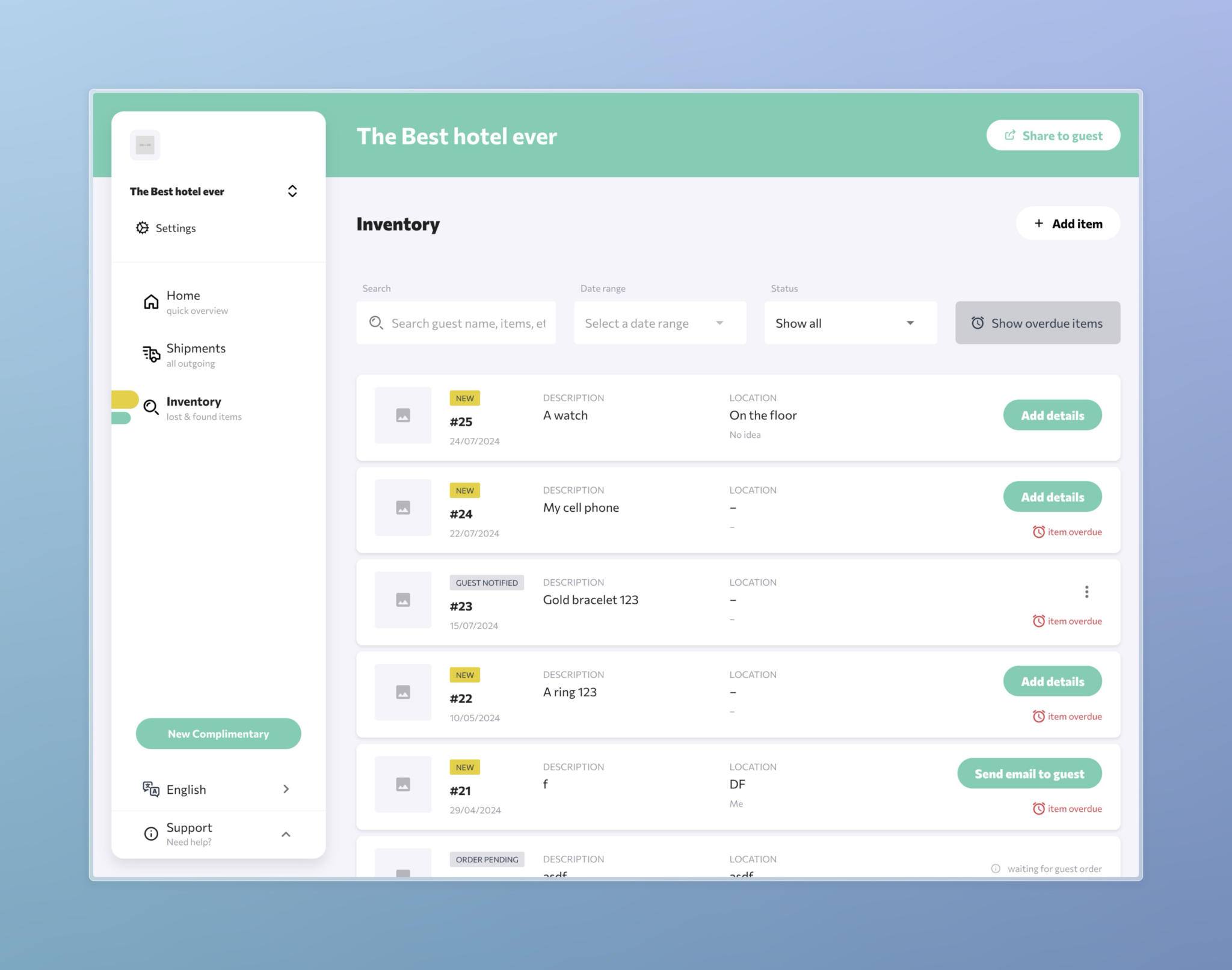 Optimizing Lost and Found Storage in Hotels